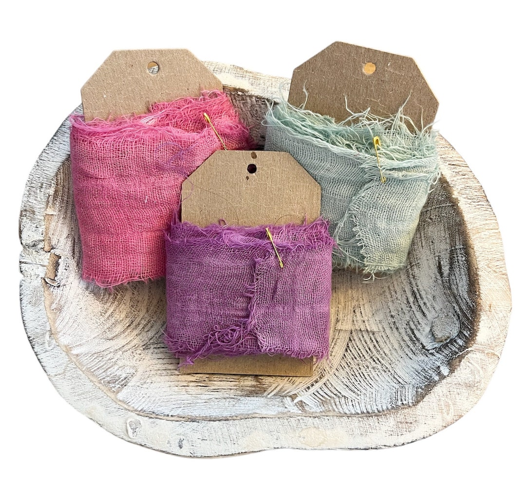 Rustic Gauze 2 Yards Hand Dyed Hand Torn Gauze Fabric Ribbon Frayed ...