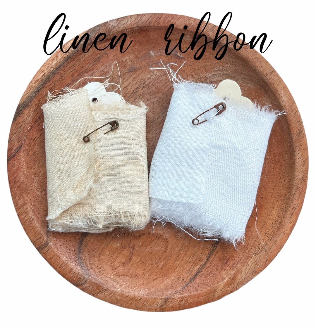 Linen Fabric Strips, White & Coffee Stained, Frayed Edge Ribbon - Etsy