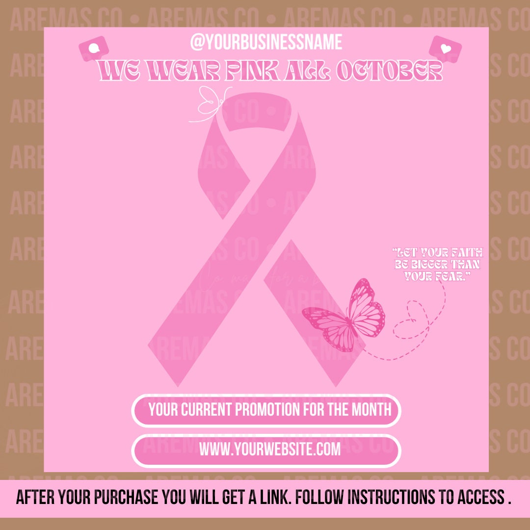 DIY Pinktober Flyer Template, Breast Cancer Awareness, Instagram Flyer ...