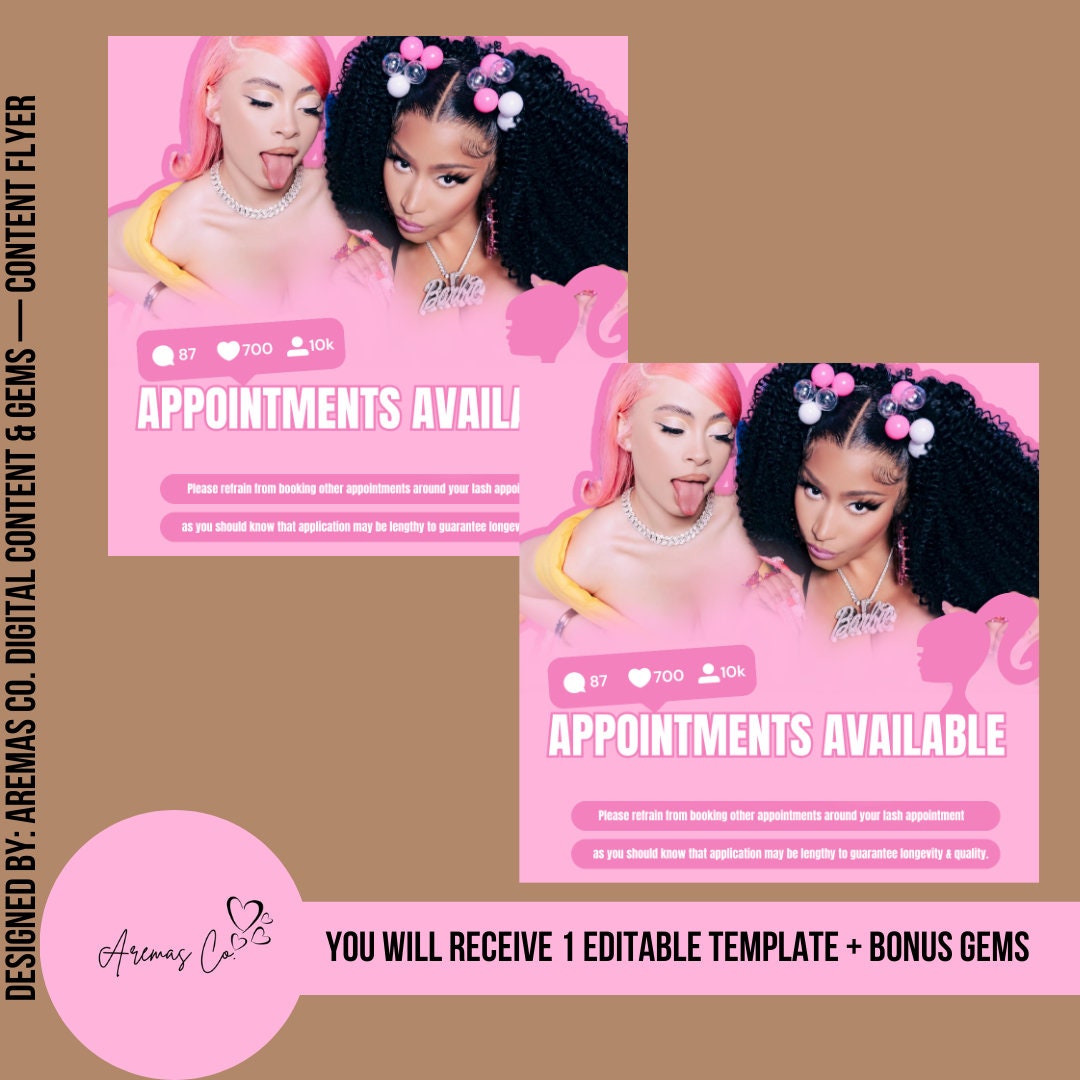 Barbie Design Booking Template, Appointment Available, Pink Templates ...