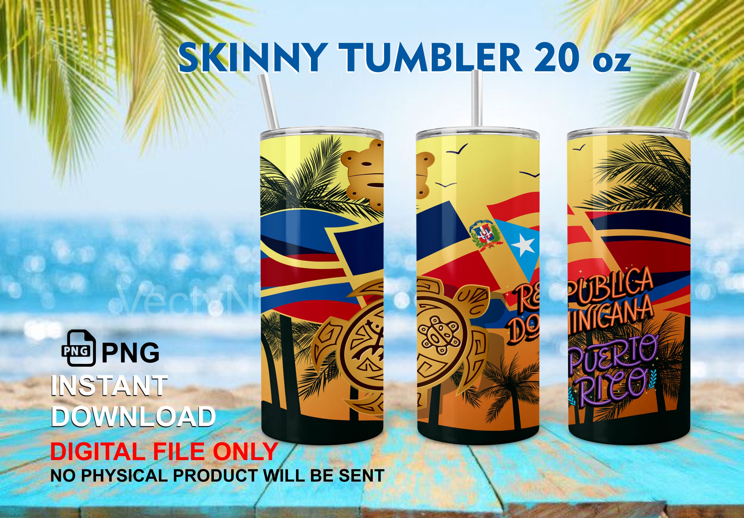 20oz Skinny Tumbler Design Straight Digital Design Puerto Rico ...