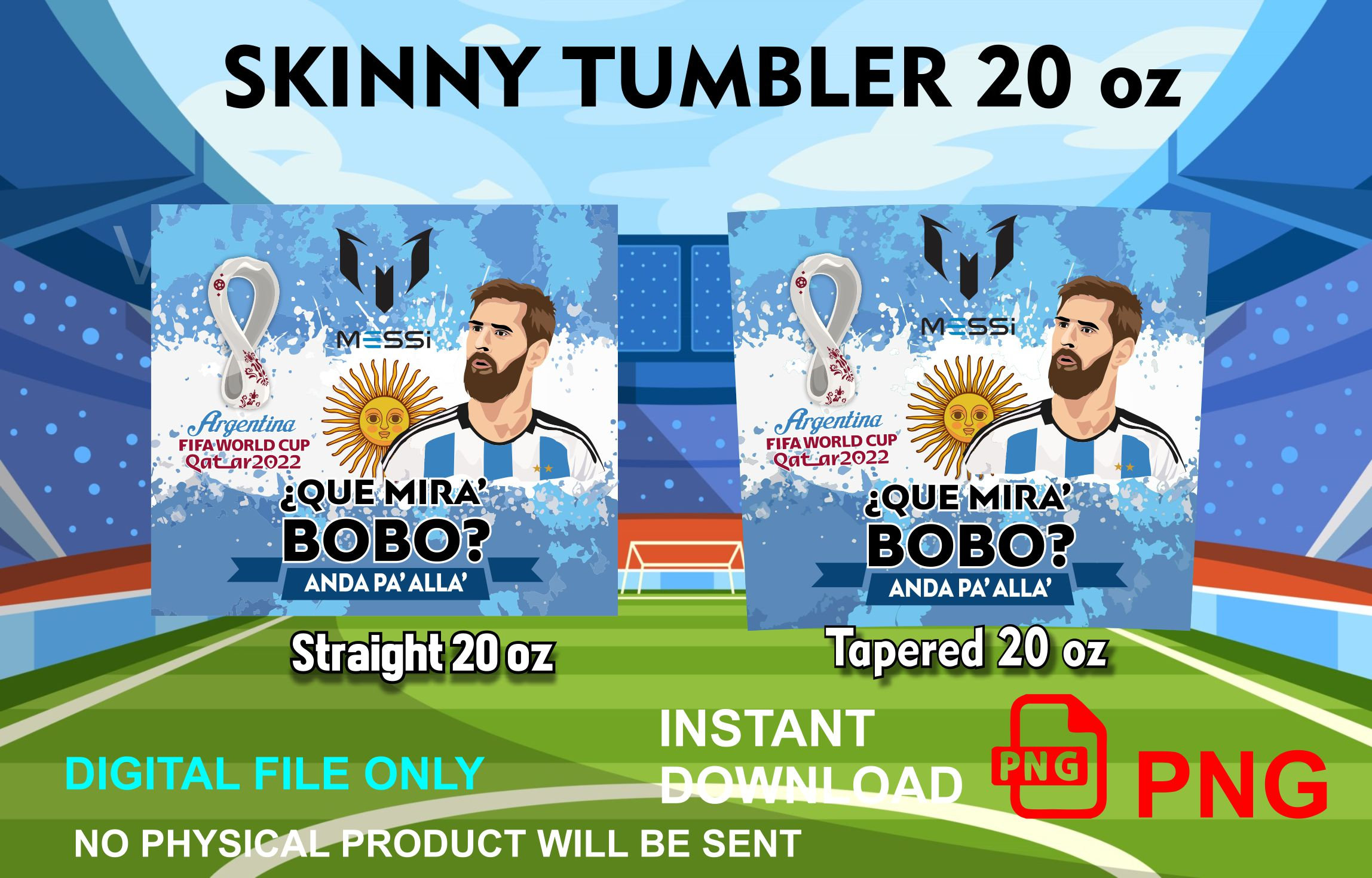 Que Mira Bobo Messi Argentina Skinny Tumbler Design 20 Oz - Etsy