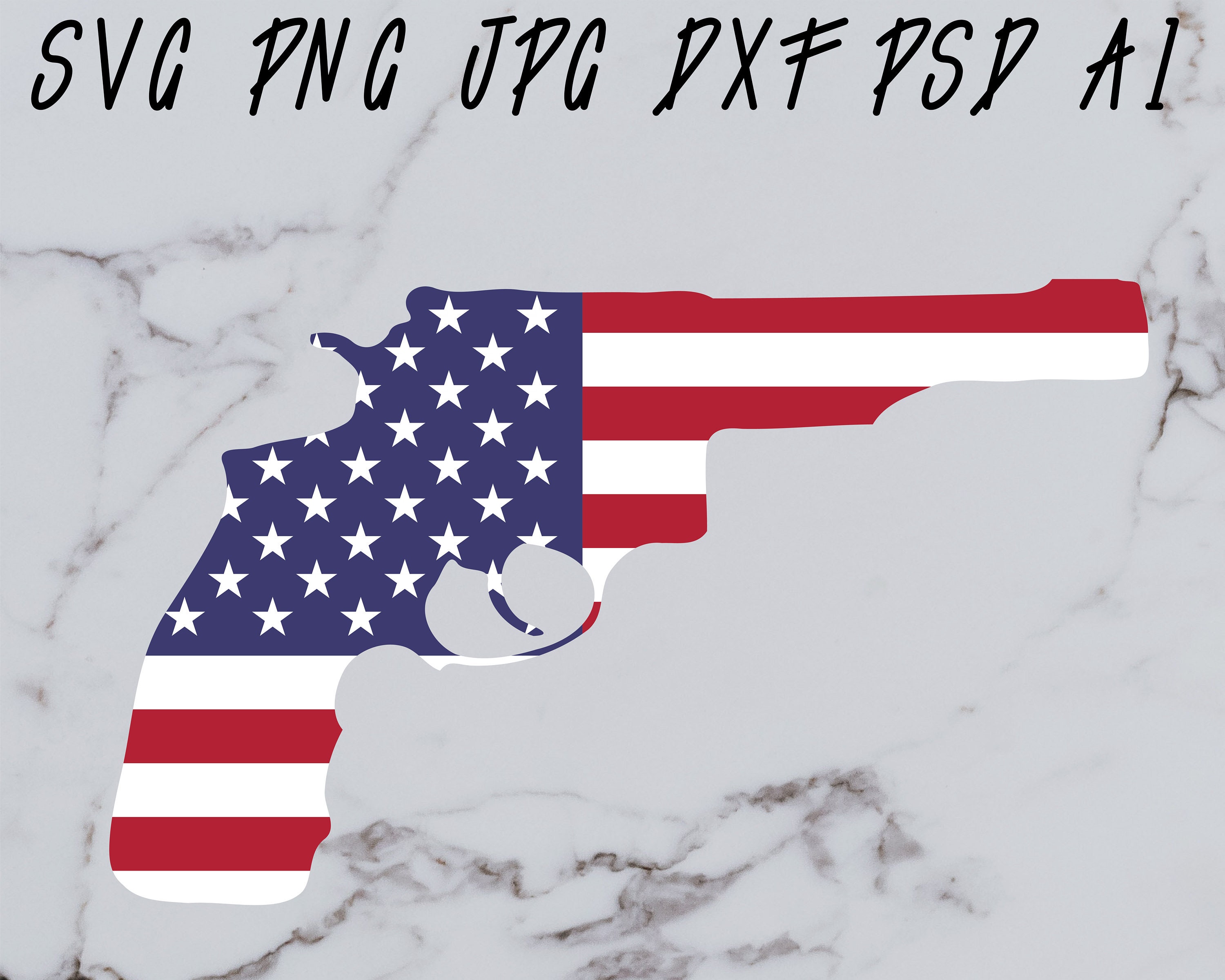 American Flag Gun SVG Revolver SVG Patriot Window Decal Truck ...