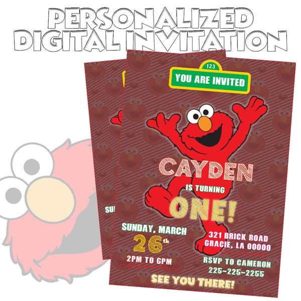 Elmo Invitations - Etsy