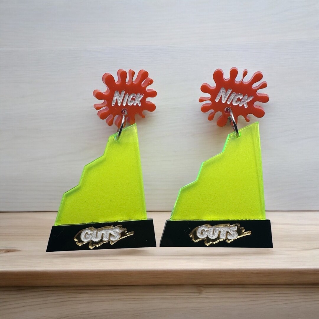 1990s TV Show Kids Trophy Acrylic Earrings - Etsy