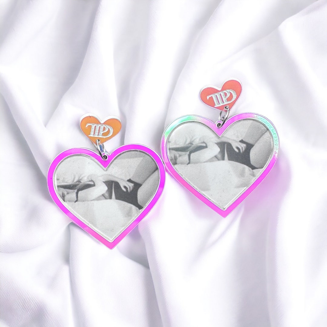Pop Stars Poet Album Cover Iridescent Heart Acrylic Earrings - Etsy