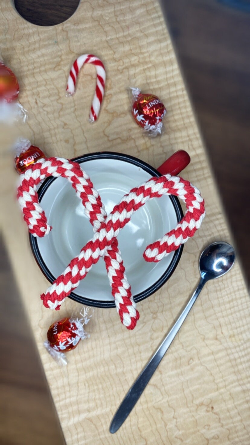 Candy Cane Macrame Ornament, Handmade Holiday Candy Cane Decoration - Etsy Canada