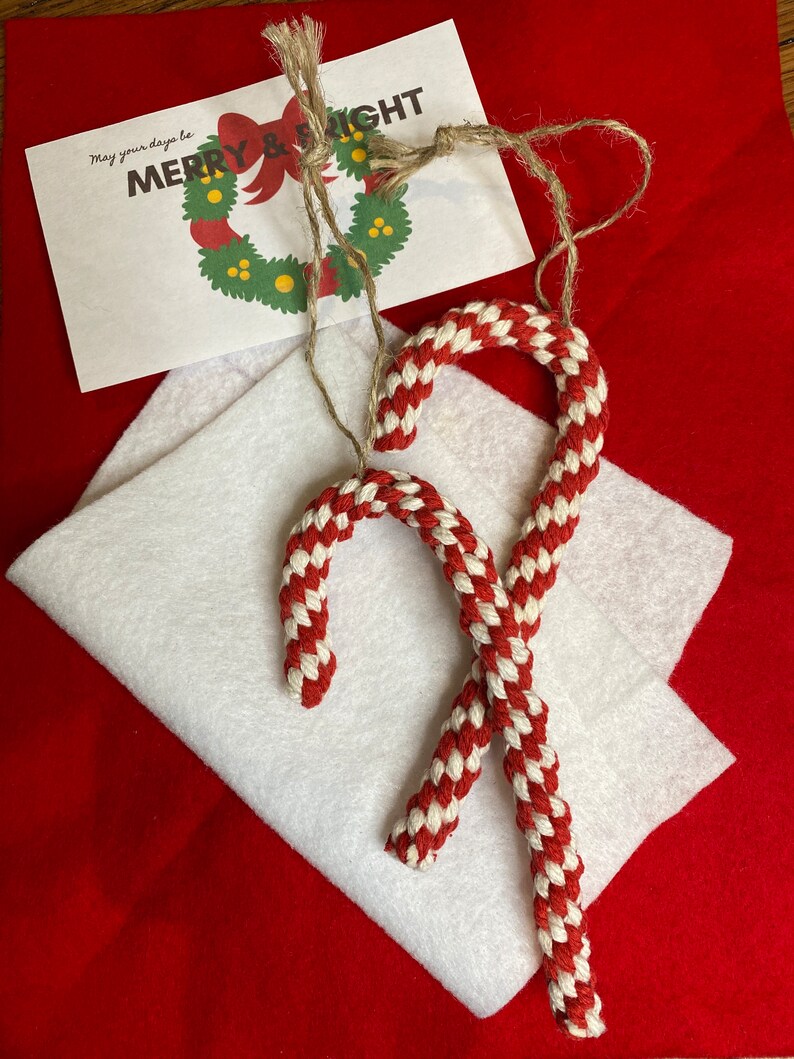 Candy Cane Macrame Ornament, Handmade Holiday Candy Cane Decoration - Etsy Canada