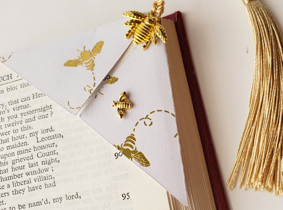 Gold Foil Honey Bee Corner Bookmark With Tassel – Metal Bee Accent - Etsy