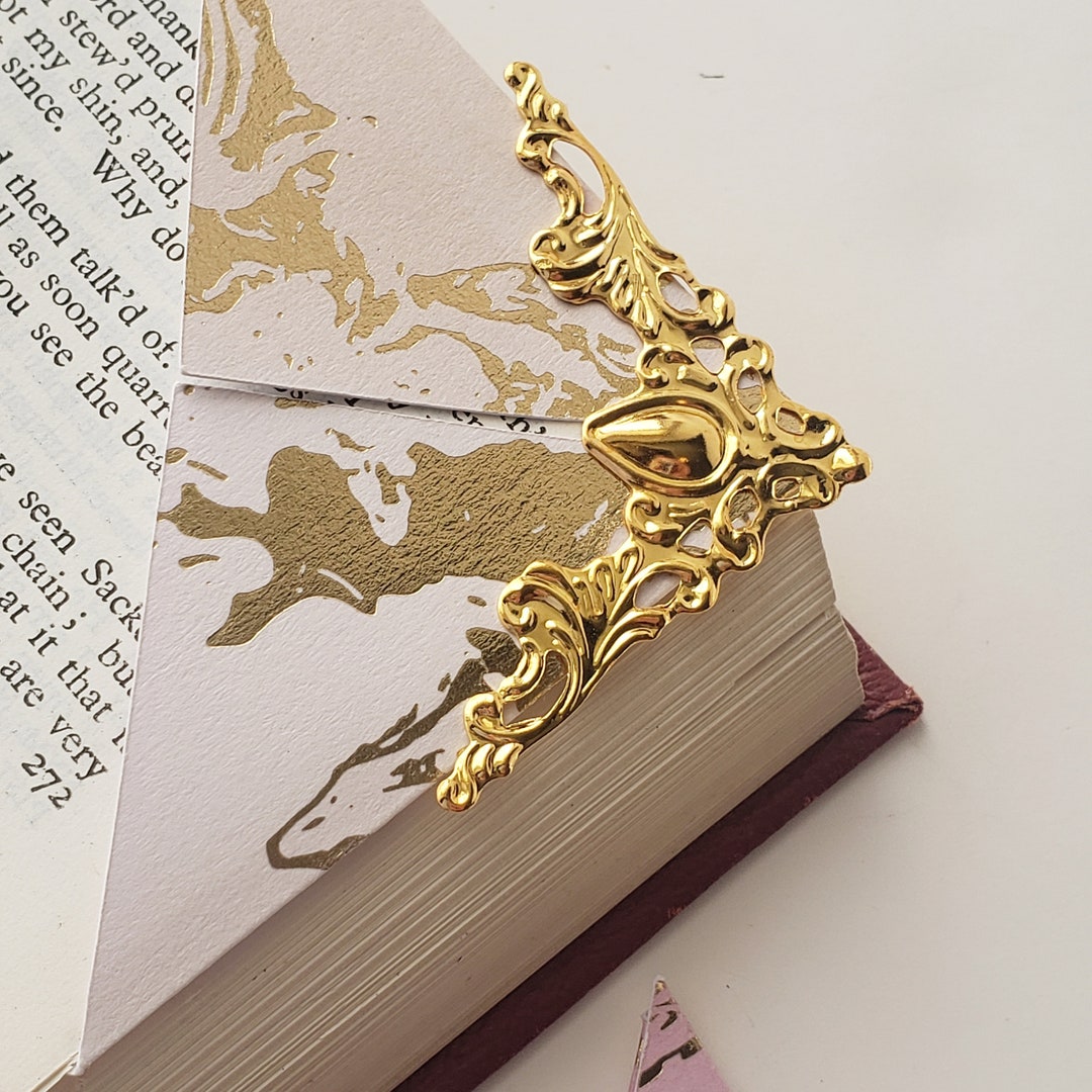 Beautiful Marbled Corner Bookmarks - Gold Collection; Embossed With ...