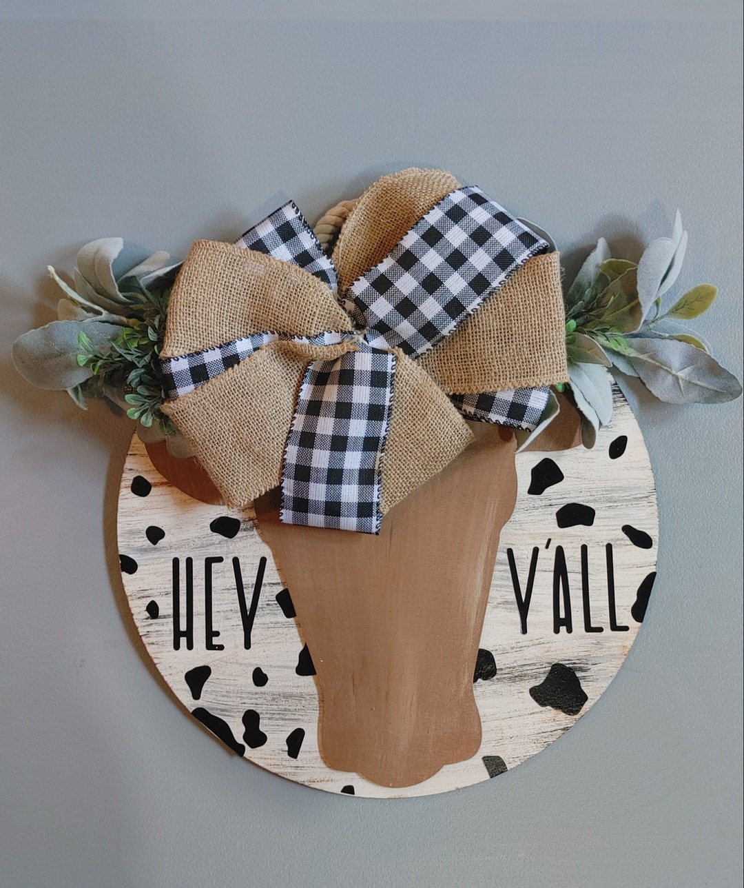 Hey Y'all Door Sign 14 Inch, Hey Door Sign, Cow Door Sign, Hey Y'all ...