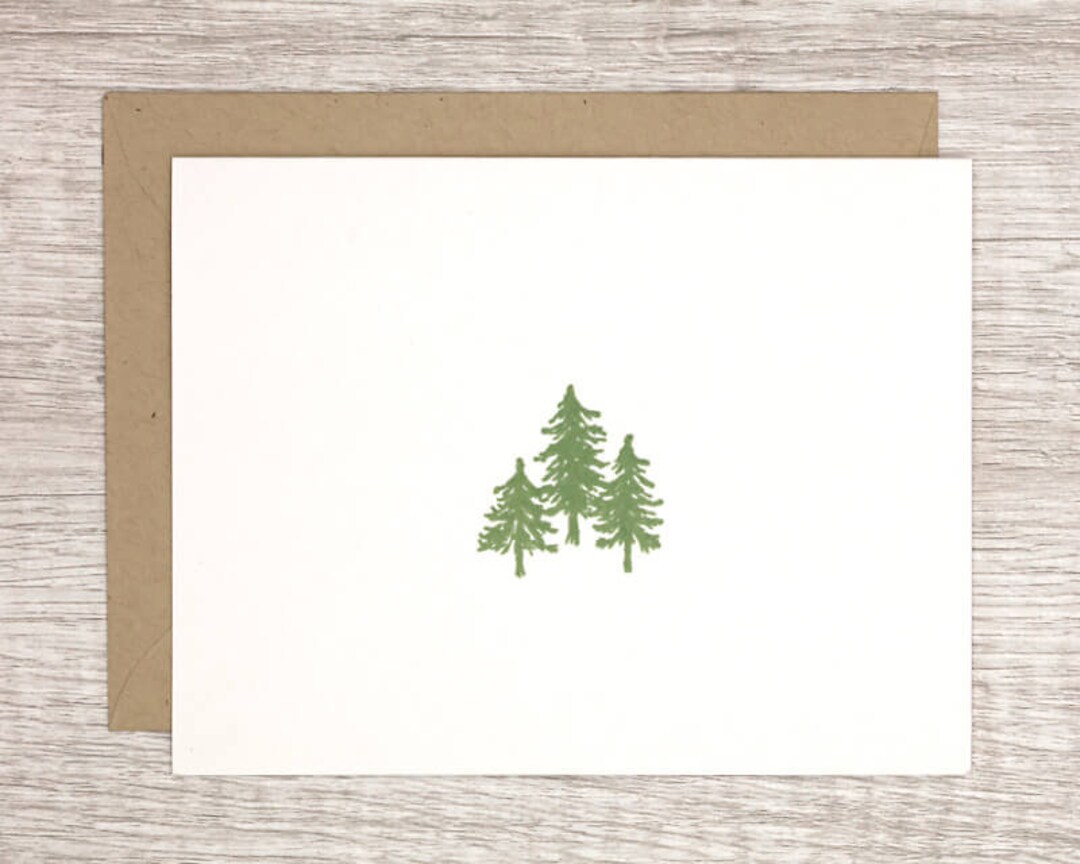 Pine Trees Card / Simple Greeting Card / All Season Nature - Etsy
