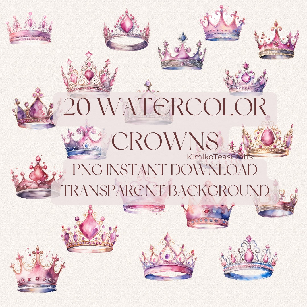 Watercolor Princess Crown PNG Digital Download Clipart Commercial Use ...