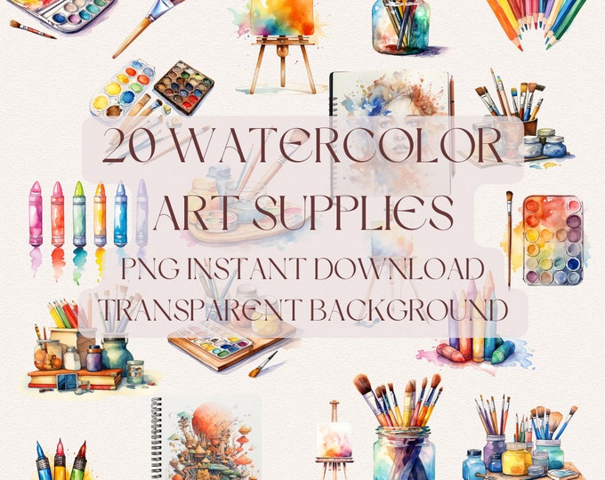 Watercolor Art Supplies Clip Art PNG, Craft Artist Clip Art, Clip Art ...