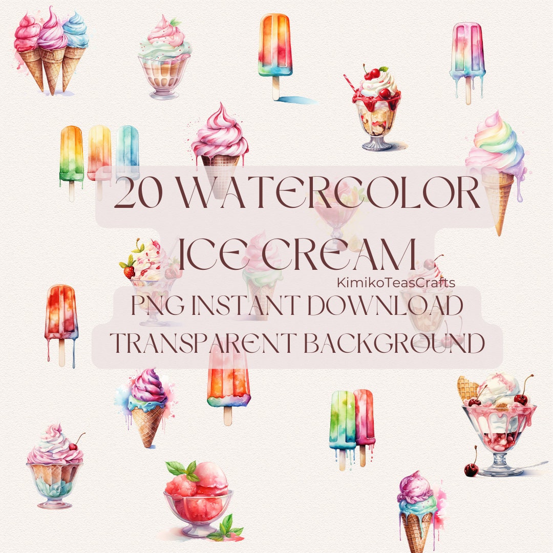 Watercolor Ice Cream Popsicle Sorbet Dessert Sundae PNG Clipart ...