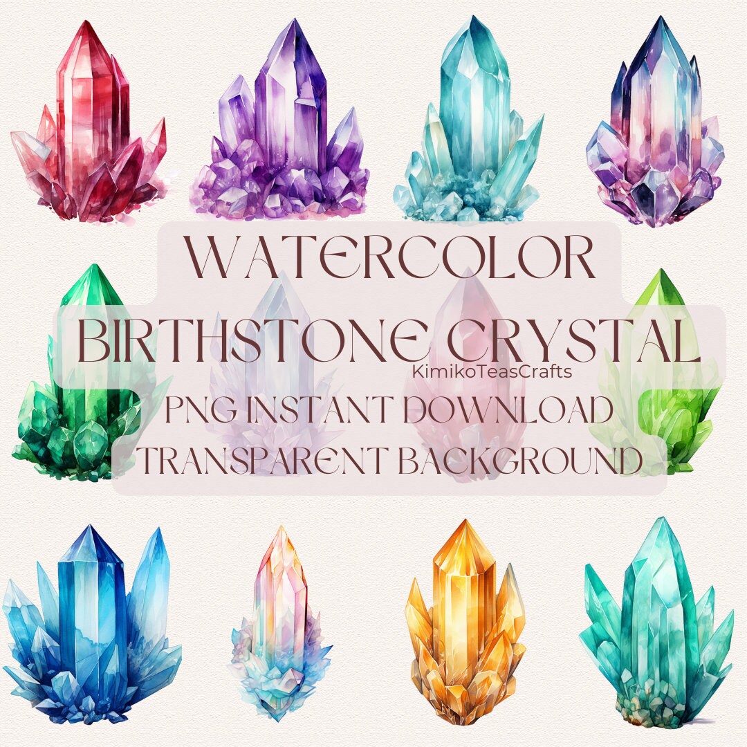 Watercolor Birthstone Month Gem Fairy Crystal PNG Instant Download ...