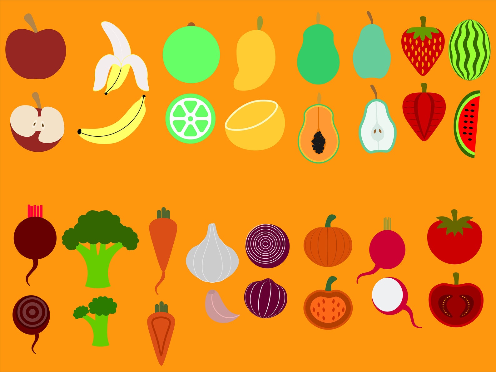 Clip Art Fruits and Vegetablesfruits and Vegetablesfruits - Etsy