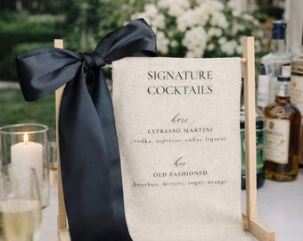 Signature Cocktails Wedding Bar Sign | Linen Drink Menu | Modern ...