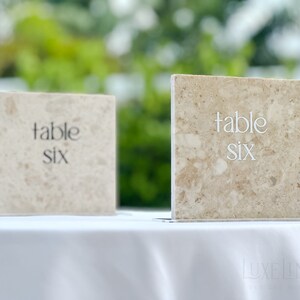 Marble Stone Table Numbers Wedding Unique Signage Custom Layered Decor ...