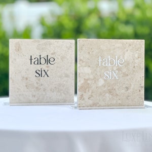 Marble Stone Table Numbers Wedding Unique Signage Custom Layered Decor ...