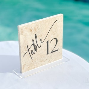 Marble Stone Table Numbers | Wedding Unique Signage | Custom Layered ...