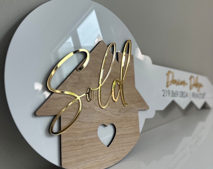 Personalized Realtor Key | Realtor Wood Key Sign | Sold Sign | Realtor ...