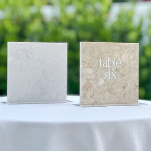 Marble Stone Table Numbers Wedding Unique Signage Custom Layered Decor ...