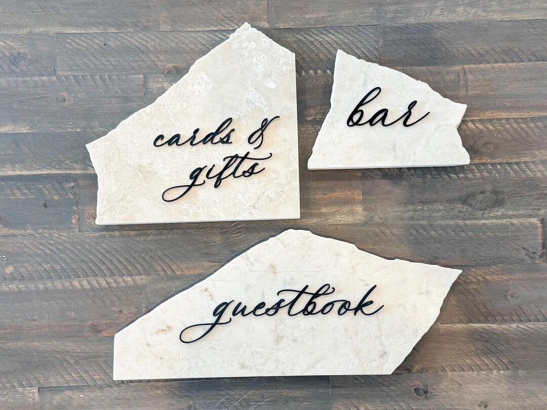 Marble 3D Cards & Gifts | Guestbook | Bar Table Sign | Modern Wedding ...