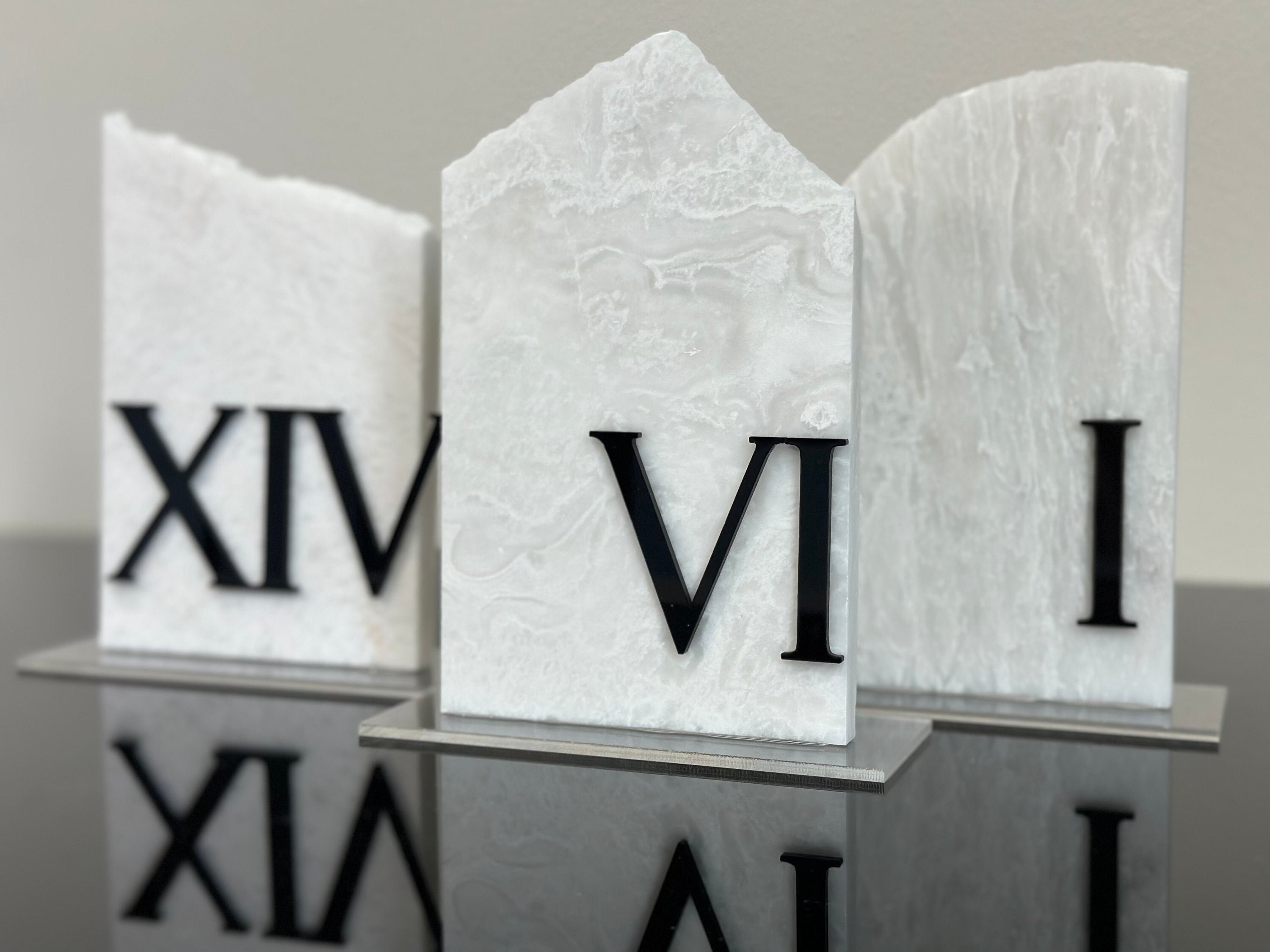3D Marble Stone Wedding Table Numbers: Custom Roman Numeral Signage - Etsy