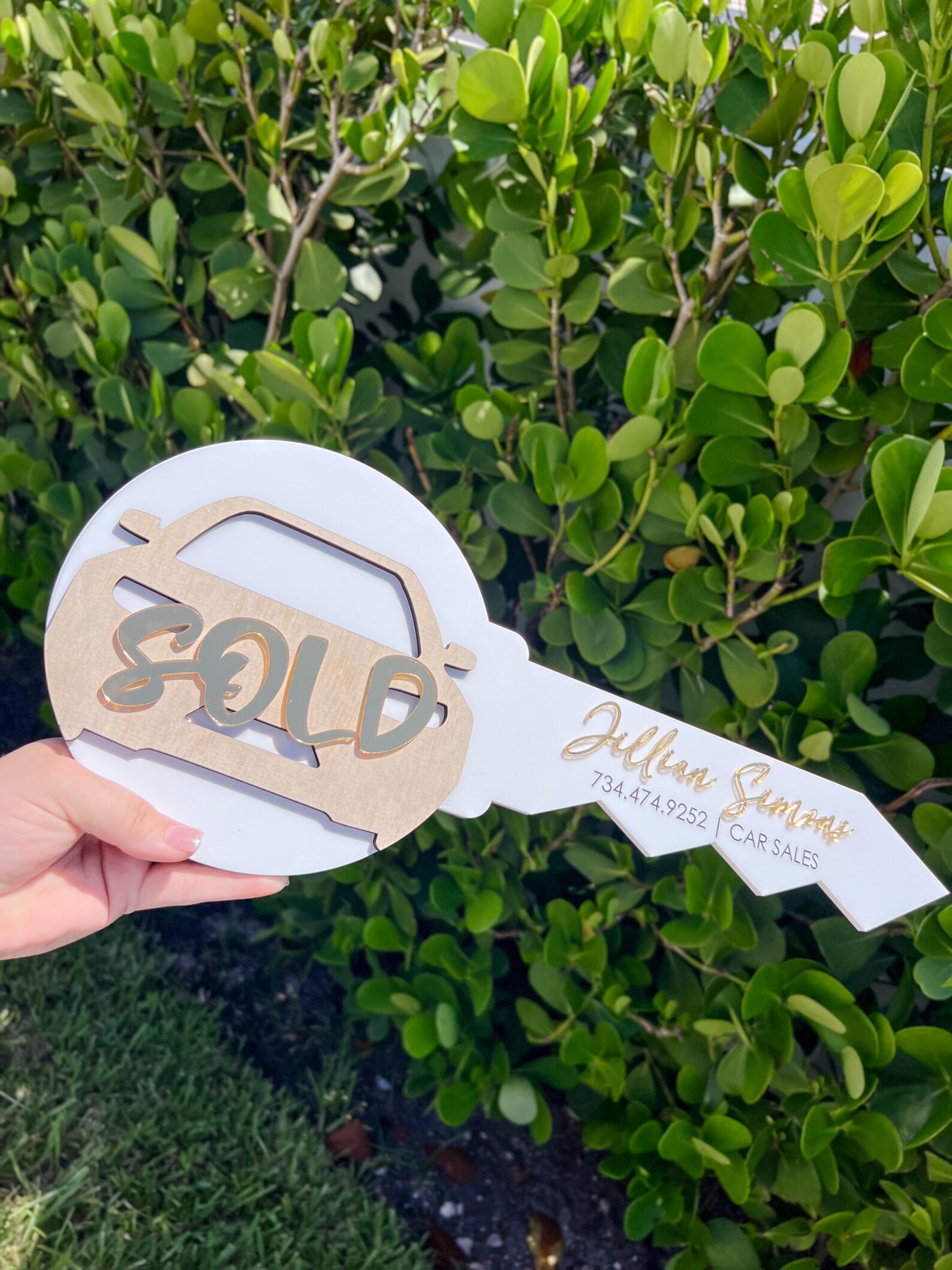 Personalized Car Sales Key Sign: Acrylic & Wood Closing Prop - Etsy