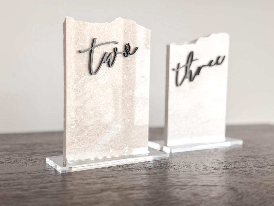 3D Marble Stone Table Numbers | Wedding Unique Signage | Custom Layered ...