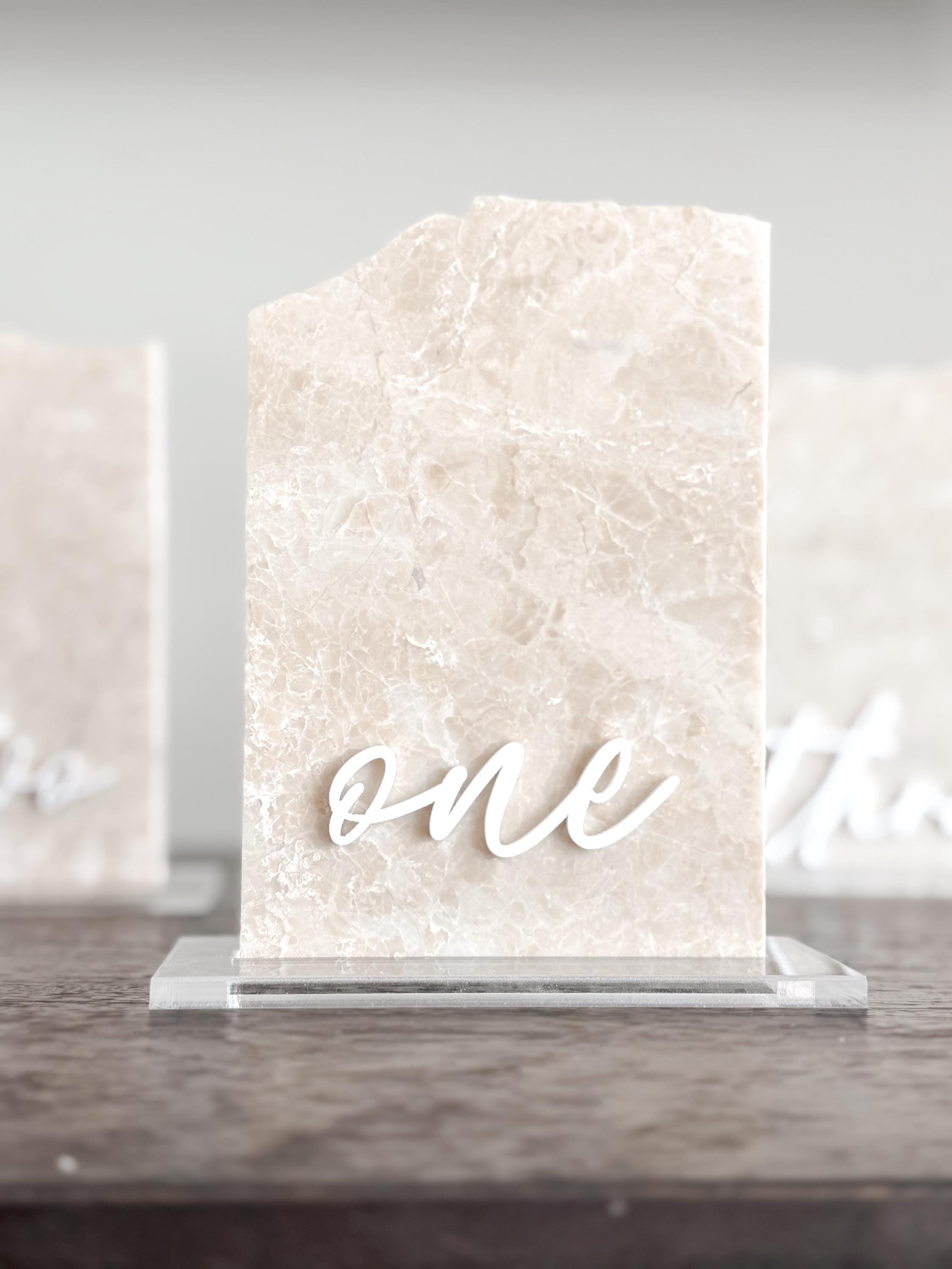 3D Marble Stone Table Numbers | Wedding Unique Signage | Custom Layered ...