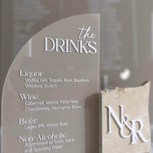 Acrylic Stone Signature Drinks Sign | Layered Menu | Wedding Menu ...