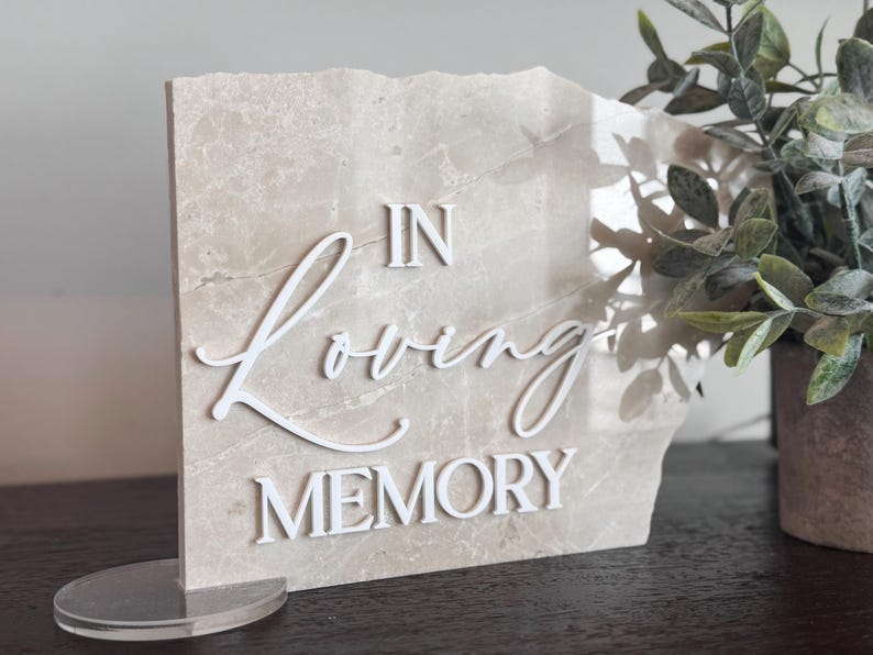Marble 3D in Loving Memory Table Sign | Modern Wedding Decor | Favor ...