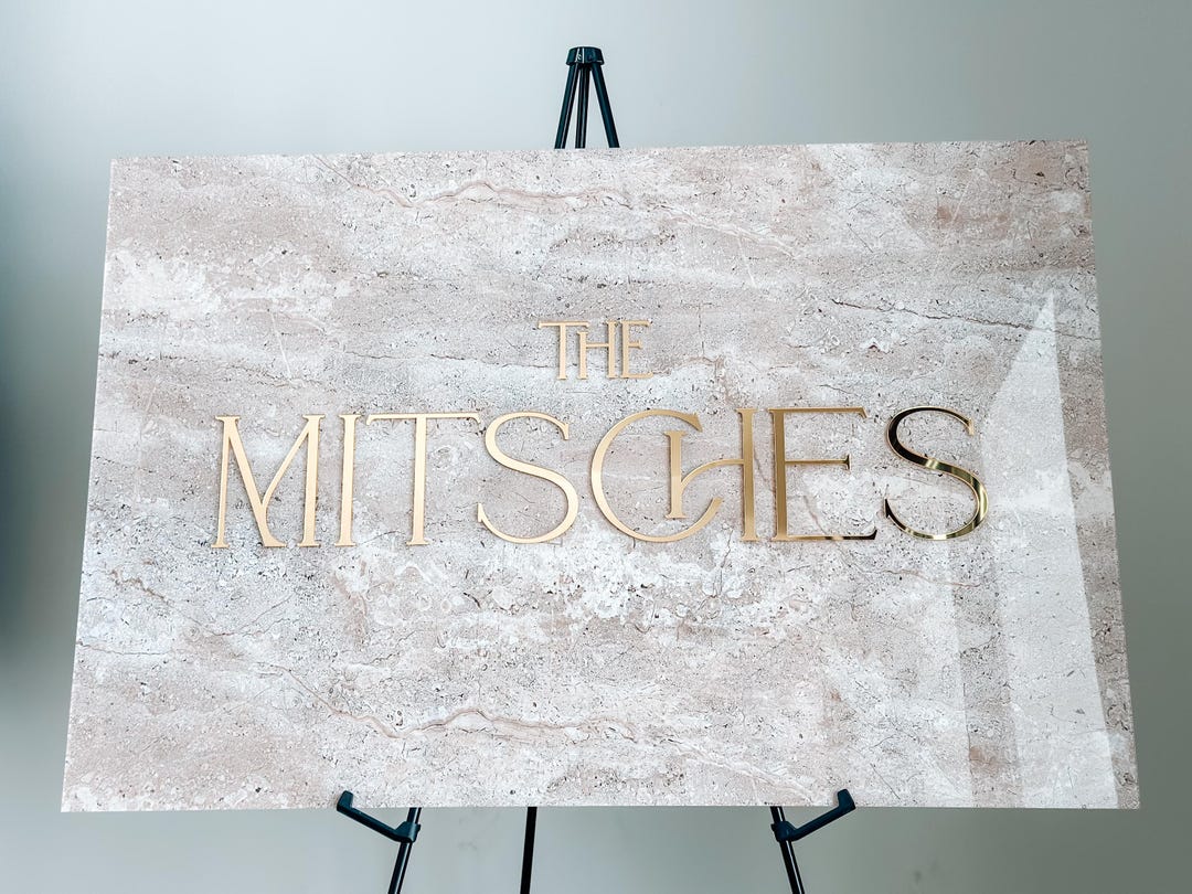Faux Stone Wedding Welcome Sign | Minimalist Modern Signage ...
