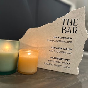 Marble Stone Bar Sign | Wedding Unique Signage | Menu Sign, Drink Sign ...