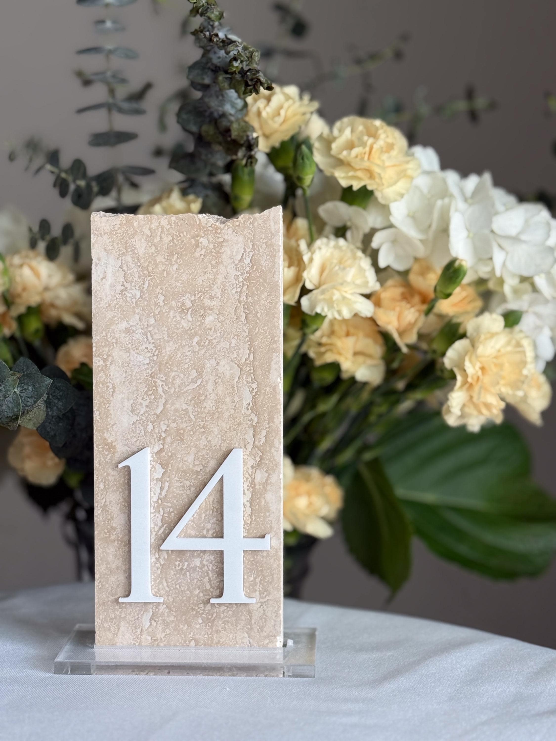3D Travertine Stone Table Numbers | Wedding Unique Signage | Custom ...