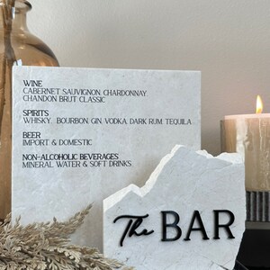 Marble Stone Bar Sign | Wedding Unique Signage | Menu Sign | Drink Sign ...