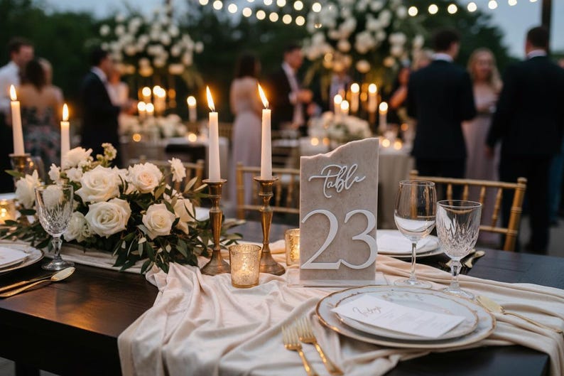 3D Marble Stone Table Numbers | Wedding Unique Signage | Custom Layered ...