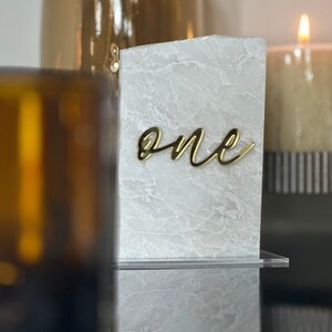 3D Marble Stone Table Numbers Wedding Unique Signage Custom Layered ...