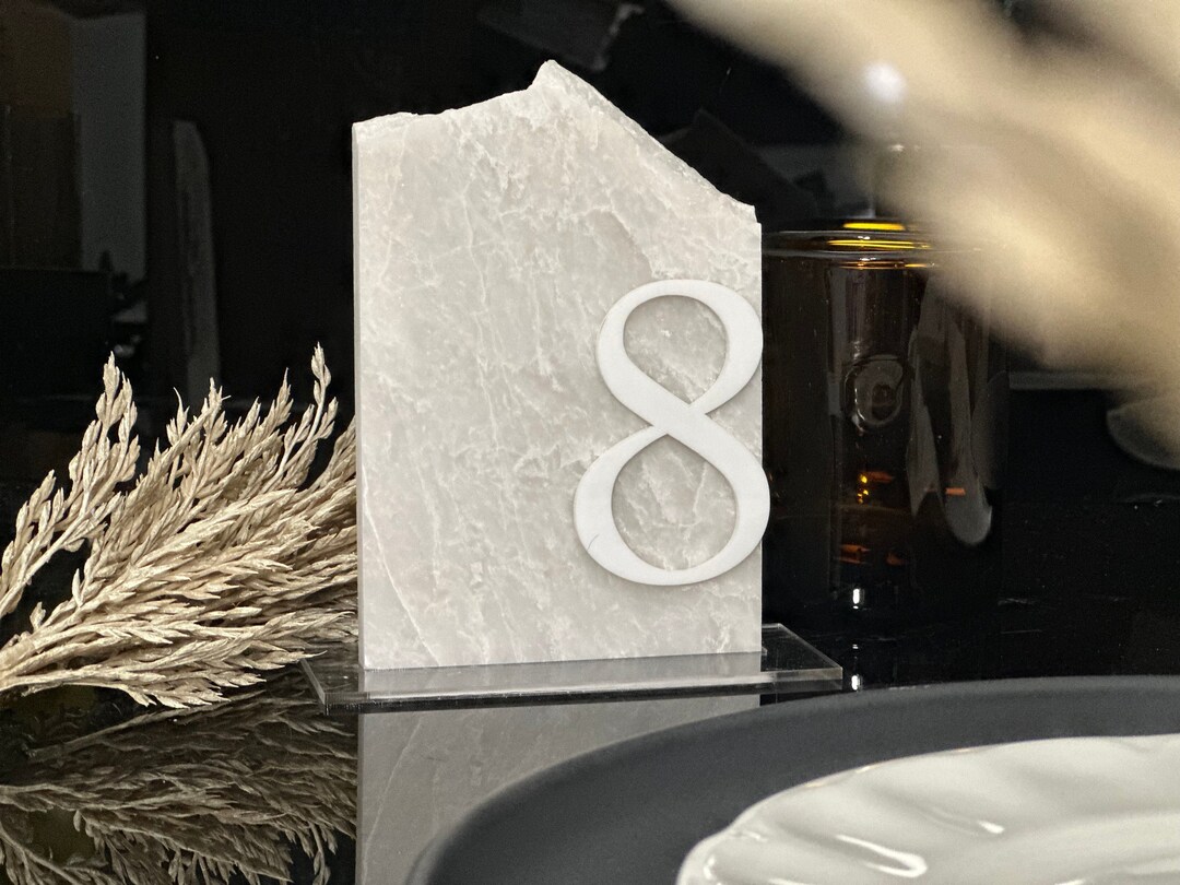3D Marble Stone Table Numbers Wedding Unique Signage Custom Layered ...
