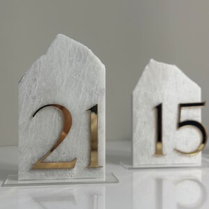 3D Marble Stone Table Numbers Wedding Unique Signage Custom Layered ...