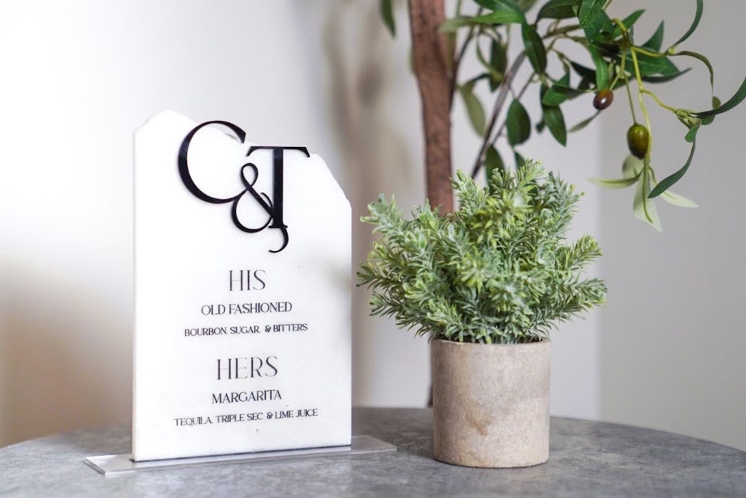 Wedding Stone Bar Menu Sign Unique Layered Bar Menu Unique Wedding ...