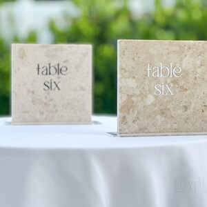 Marble Stone Table Numbers Wedding Unique Signage Custom Layered Decor ...