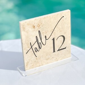 Marble Stone Table Numbers | Wedding Unique Signage | Custom Layered ...