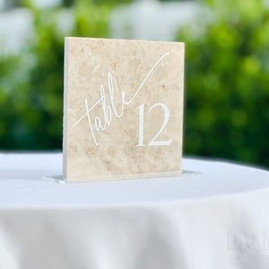 Marble Stone Table Numbers | Wedding Unique Signage | Custom Layered ...
