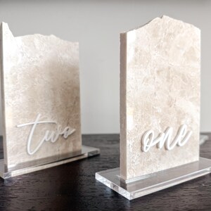 3D Marble Stone Table Numbers | Wedding Unique Signage | Custom Layered ...