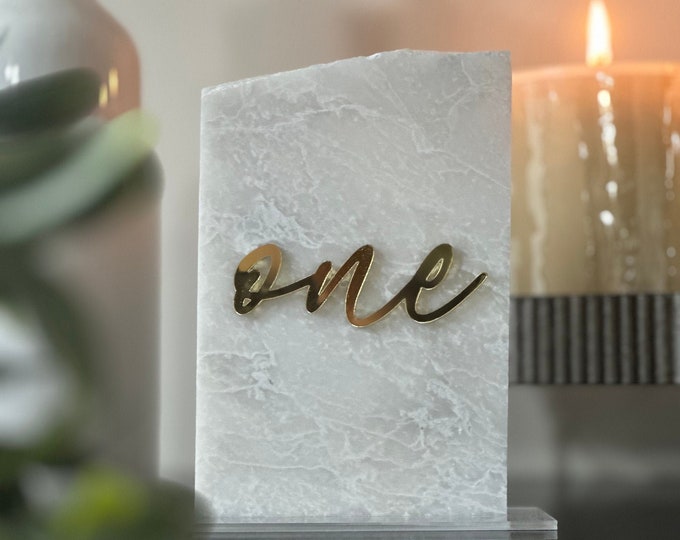 3D Marble Stone Table Numbers Wedding Unique Signage Custom Layered ...