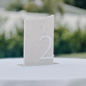 3D Limestone Stone Table Numbers Wedding Unique Signage Custom Layered ...
