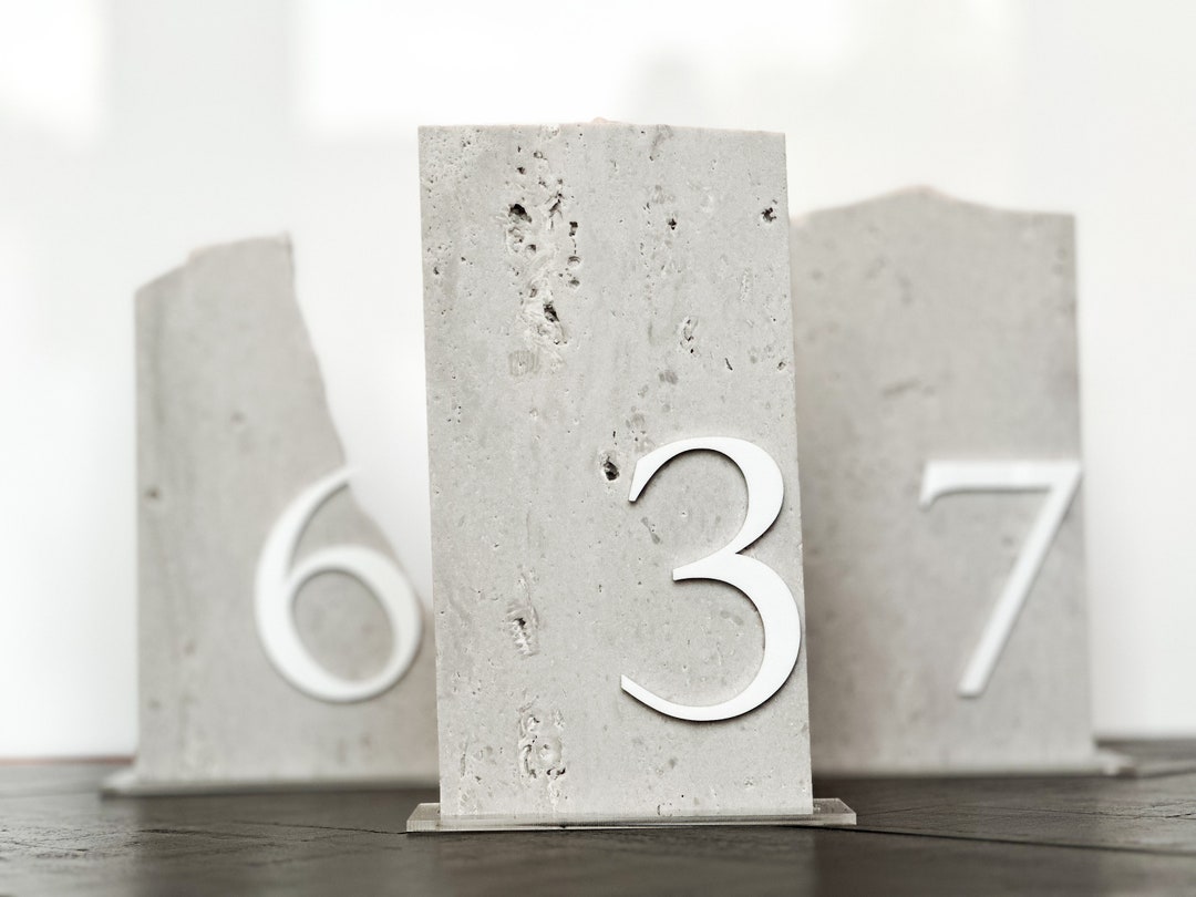 3D Limestone Stone Table Numbers Wedding Unique Signage Custom Layered ...